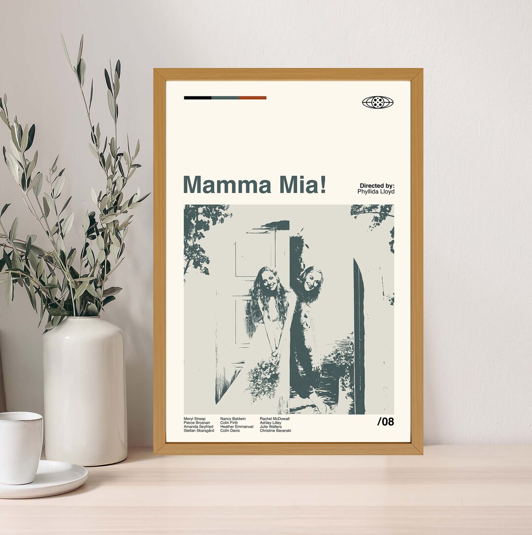 Mamma Mia Movie Poster, Mamma Mia Print, Wall Art, Minimalist Movie ...