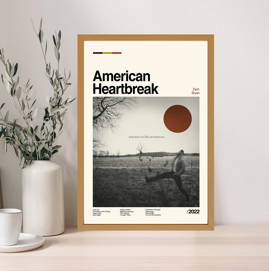 American Heartbreak Poster, American Heartbreak Print, Retro Modern ...