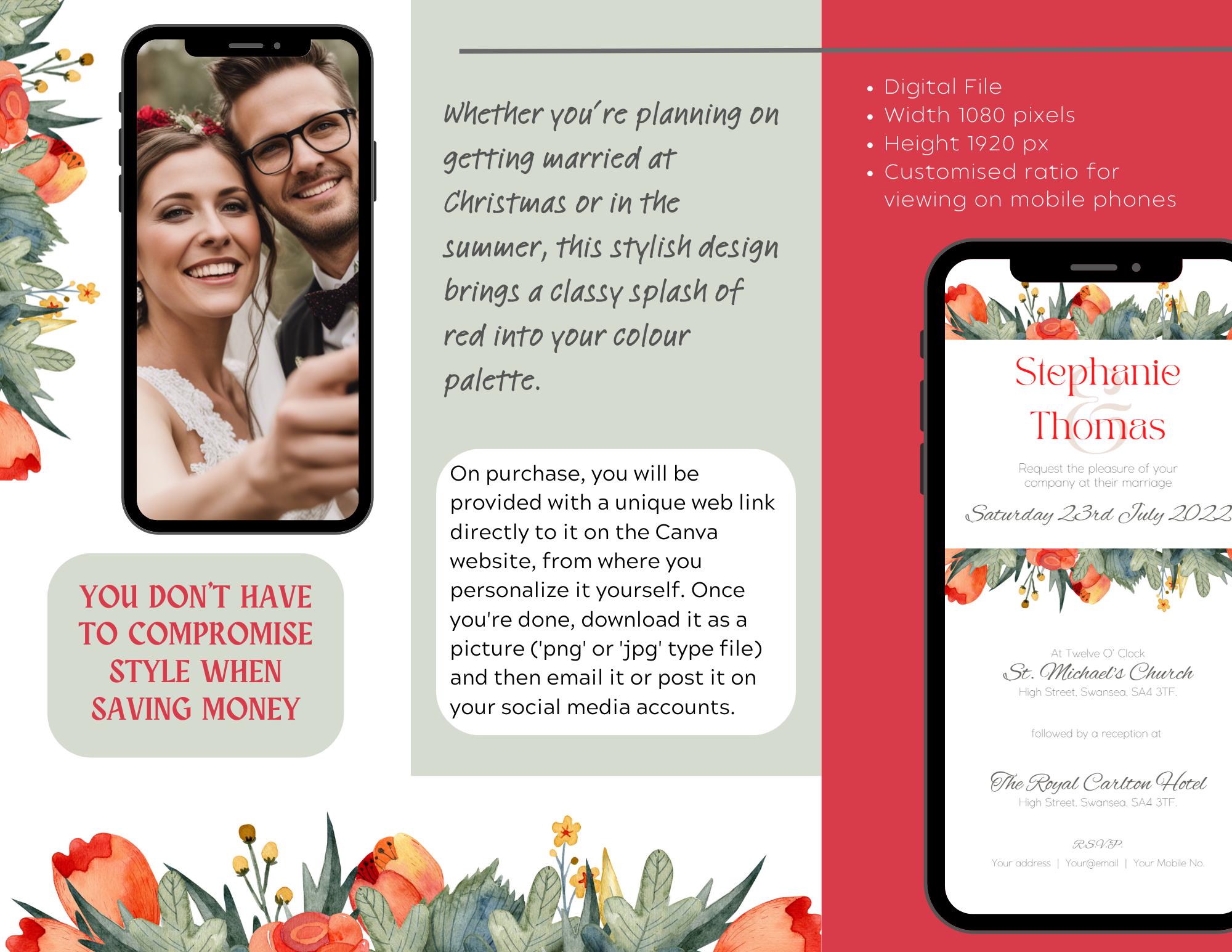 DIGITAL TEMPLATE | Stephanie Electronic Wedding Invitation With ...