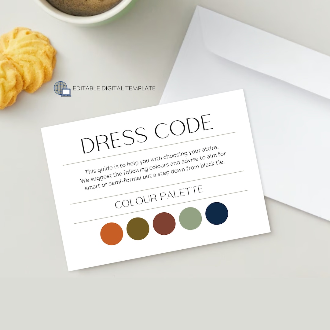 DIGITAL TEMPLATE | Smart Dress Code Guide for Weddings Parties Formal ...