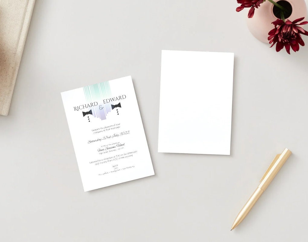 DIGITAL TEMPLATE - the Richard Printable Wedding Invitation With Bow ...