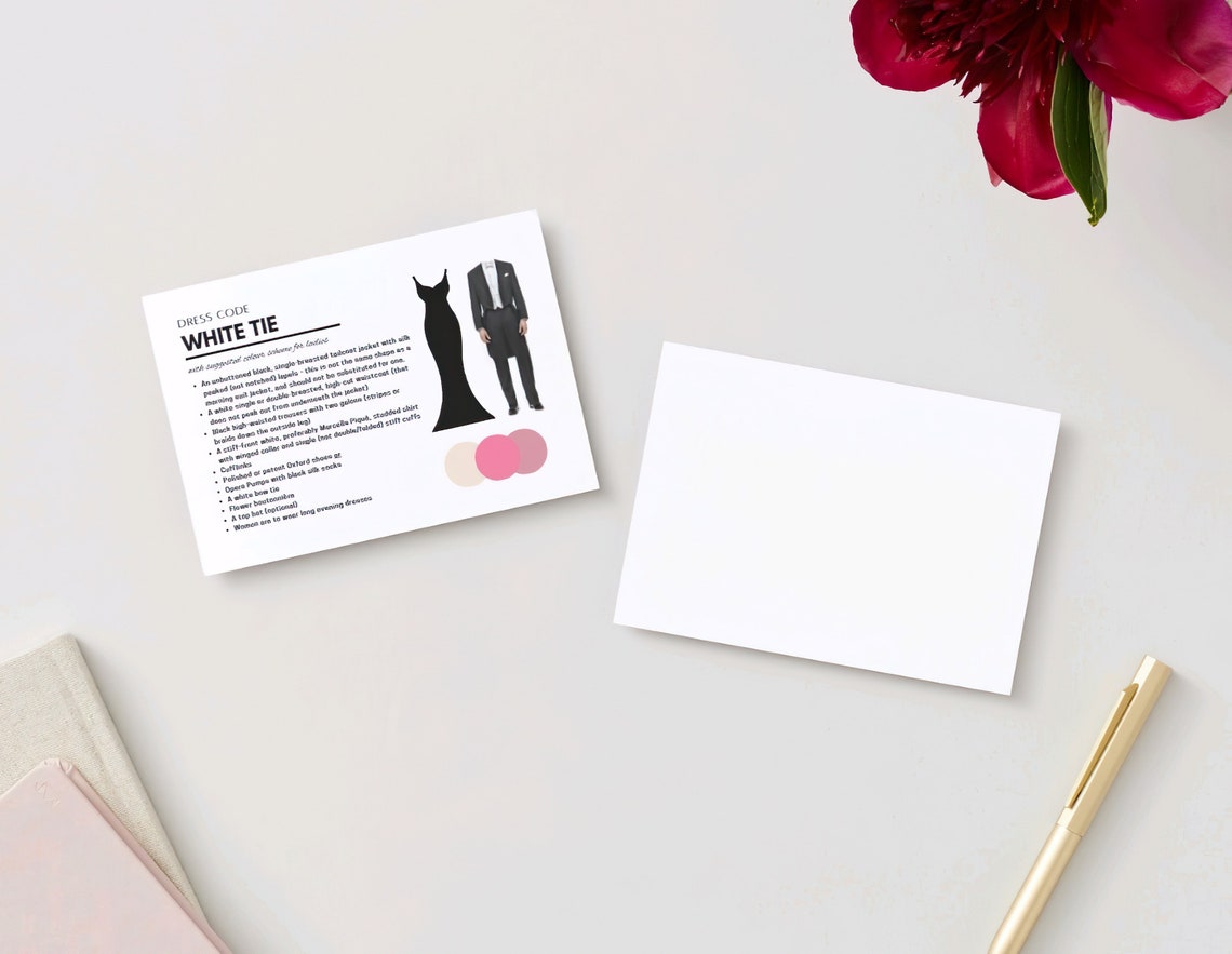 DIGITAL FILE | White Tie Dress Code Guide for Weddings Parties Formal ...