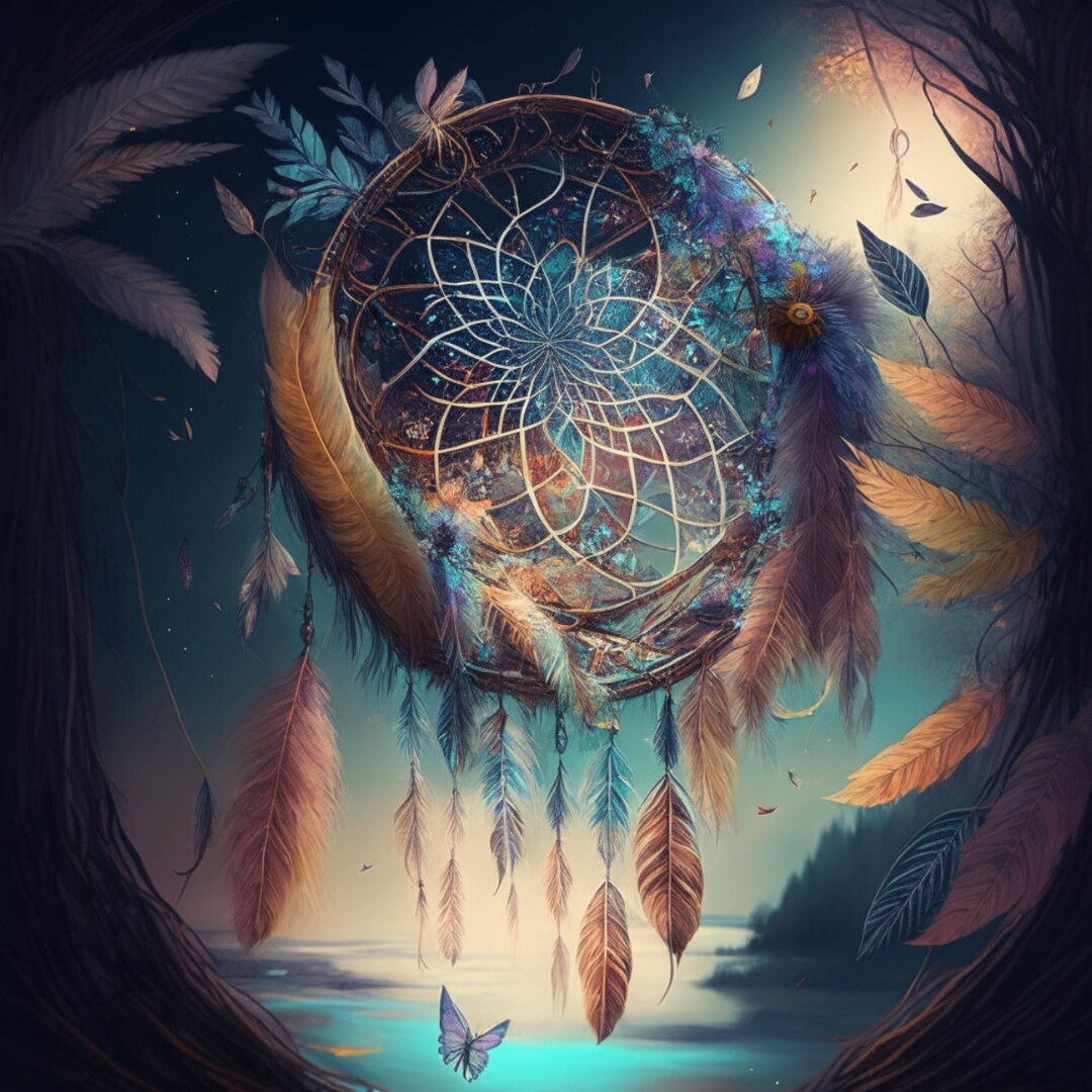 Dream Catcher, Digital Artwork, Wall Decor, Relaxation Art, Inner Peace, Positive Vibes, Serene ...
