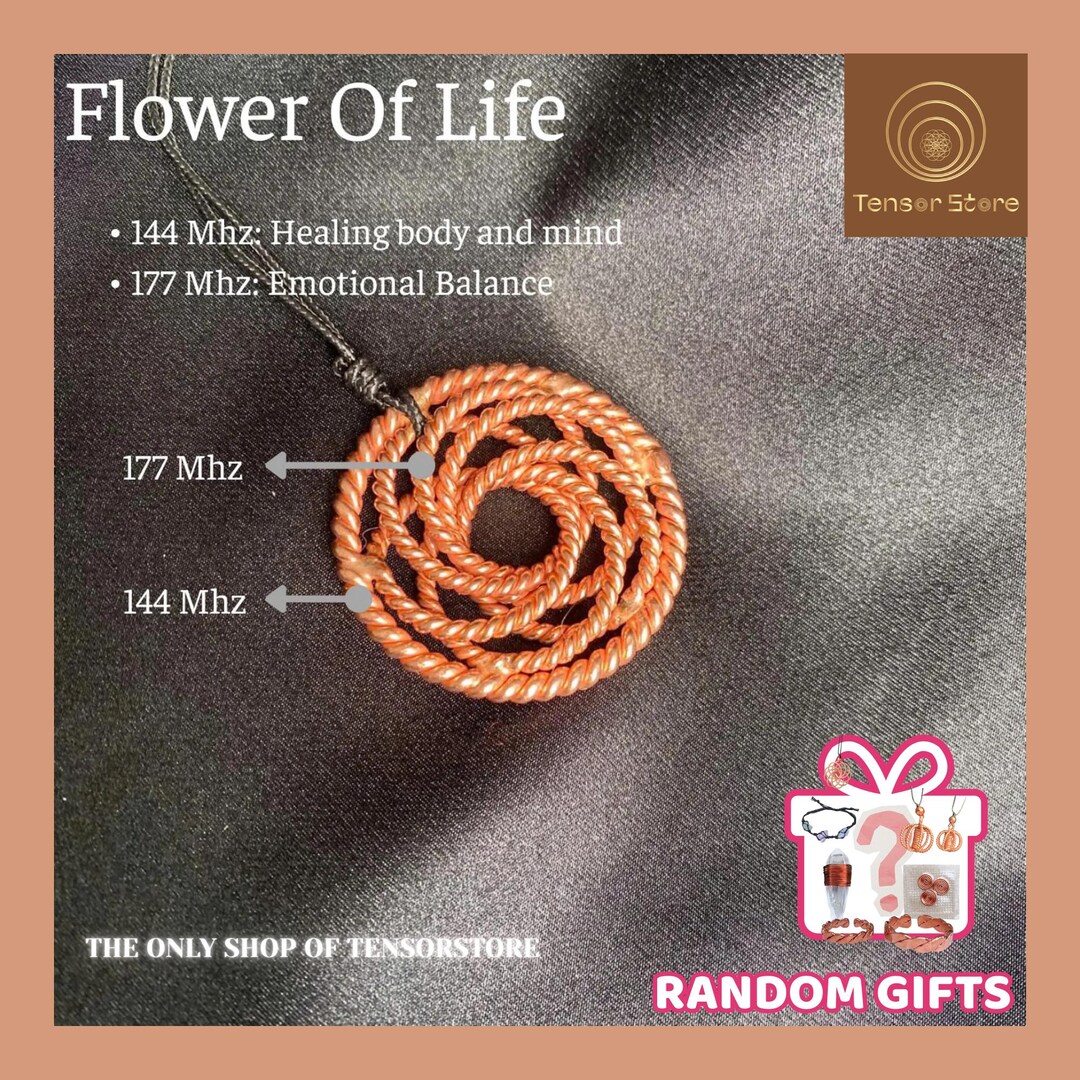 Flower of Life Red Copper Tensor Pendant: Handmade Yoga Meditation Tool ...