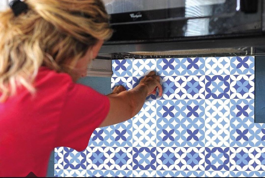 Blue Portuguese Pattern Vinyl Tiles, PVC Floor Tiles, Vinyl Floor ...