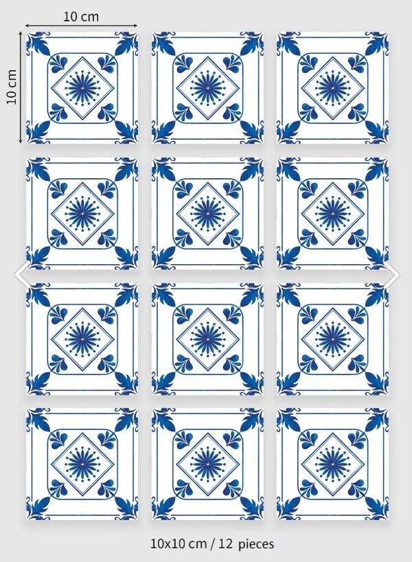 Azulejos Tile Stickers, Blue Backsplash Tile Decals, Water Resistant ...