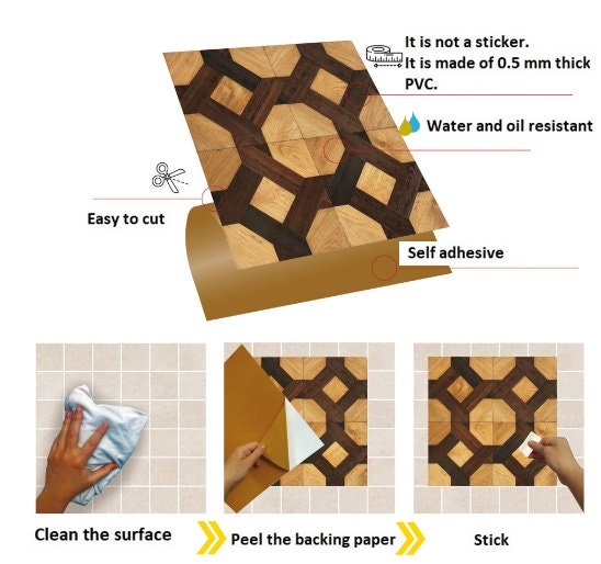 Wooden Effect PVC Flooring, Vinyl Floor Stickers, Self Adhesive Tile ...