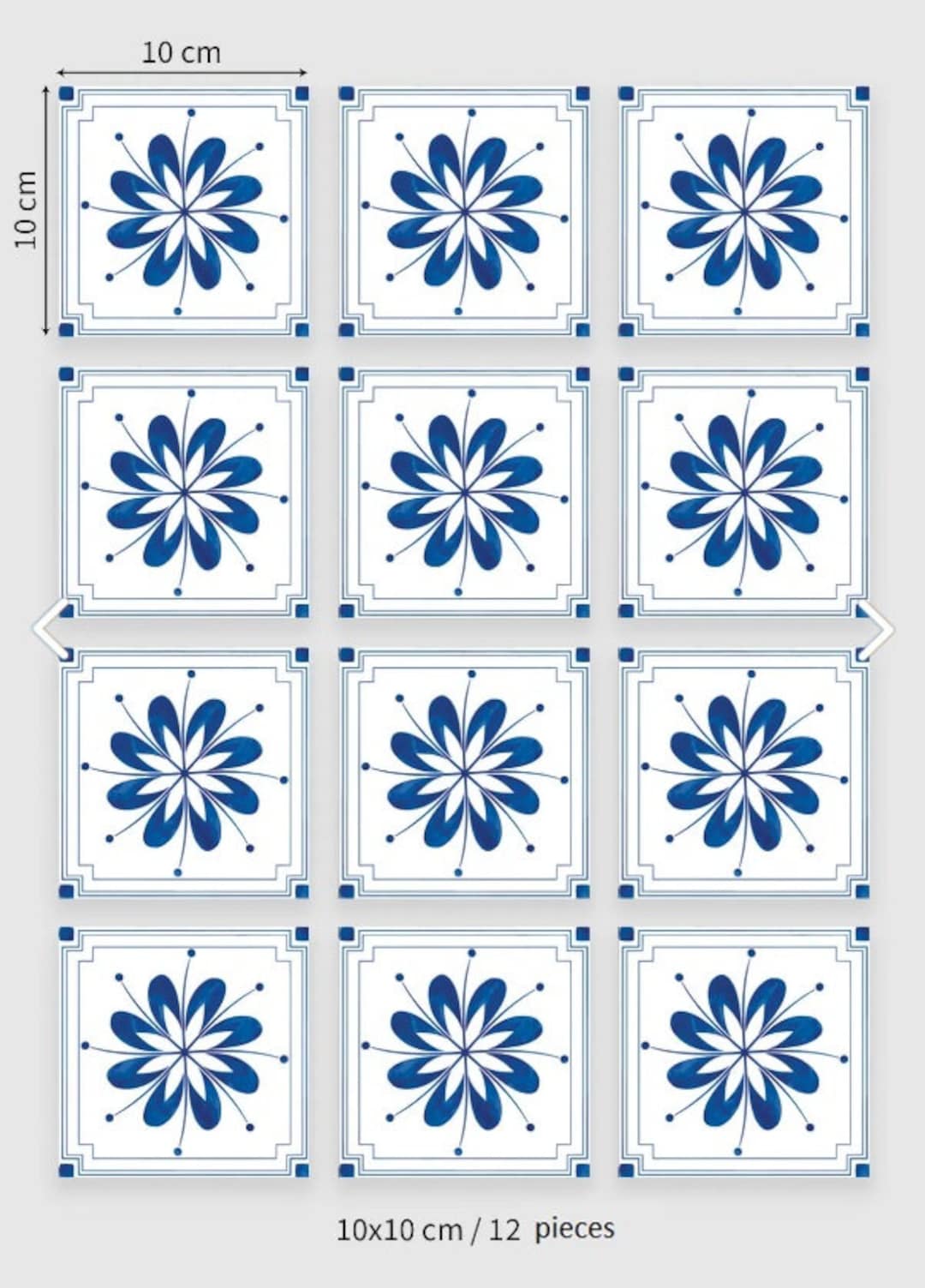 Blue Tile Decals for Kitchen and Bathroom, Flower Backsplash Tile ...