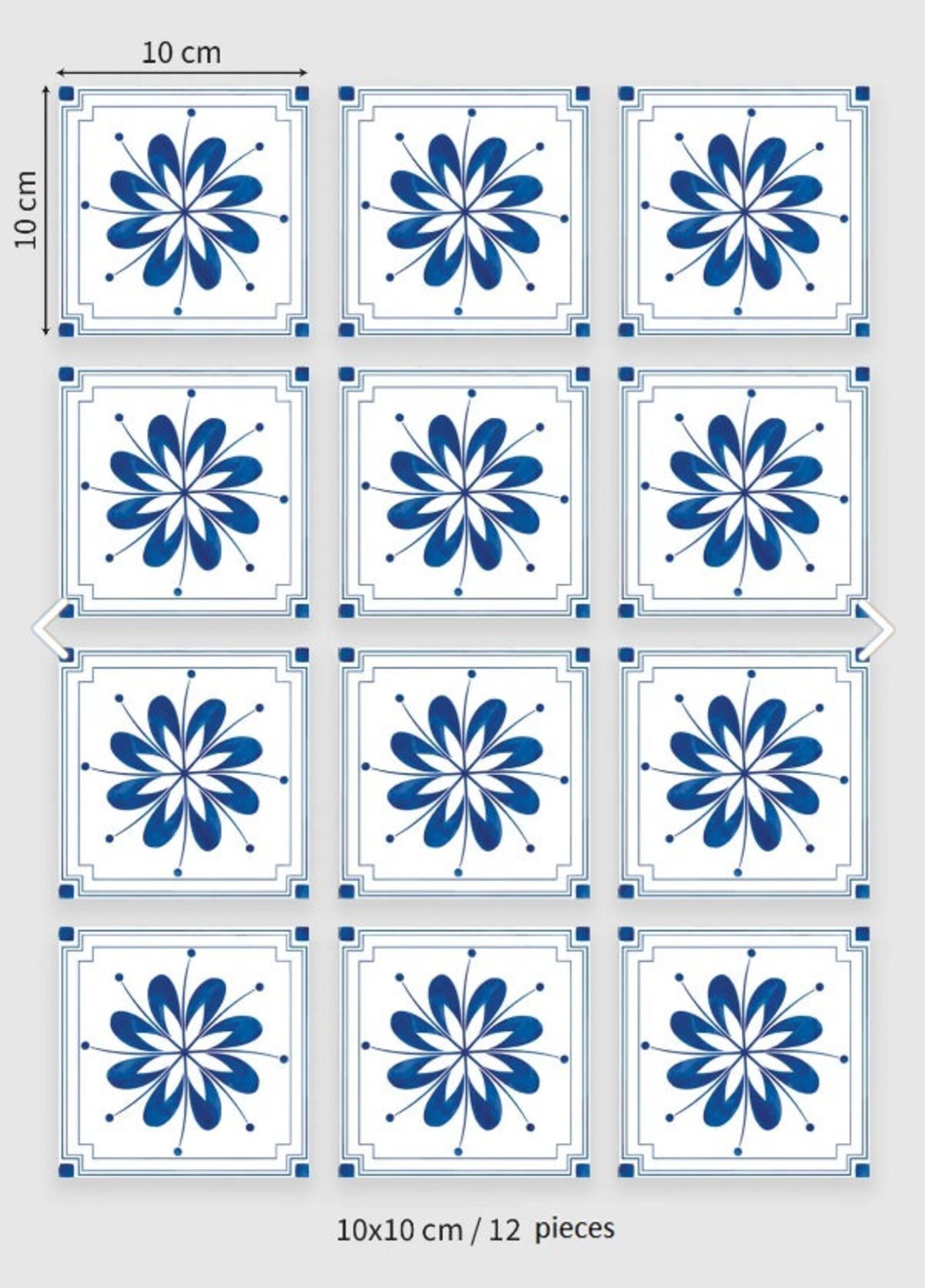 Blue Tile Decals for Kitchen and Bathroom, Flower Backsplash Tile ...
