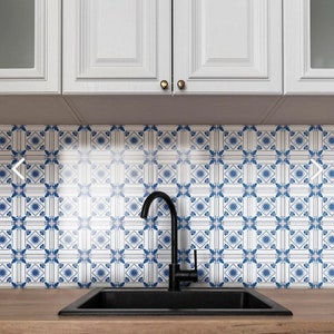 Azulejos Tile Stickers, Blue Backsplash Tile Decals, Water Resistant ...
