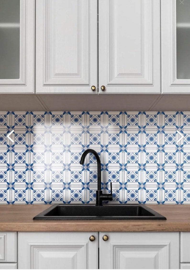 Azulejos Tile Stickers, Blue Backsplash Tile Decals, Water Resistant ...