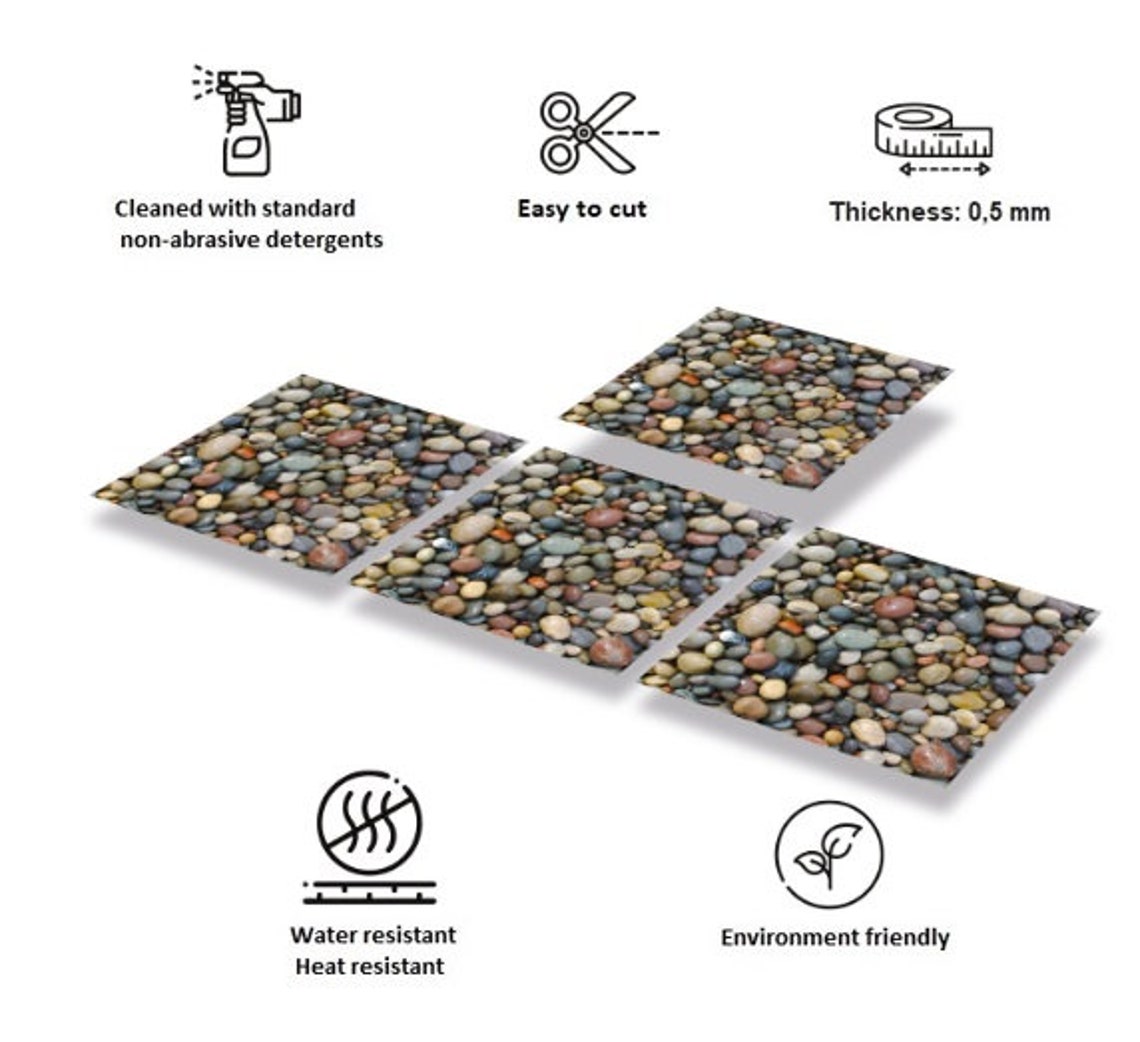 Pebble Stone Effect Vinyl Tiles, Self Adhesive Sticker Tiles, Peel and ...