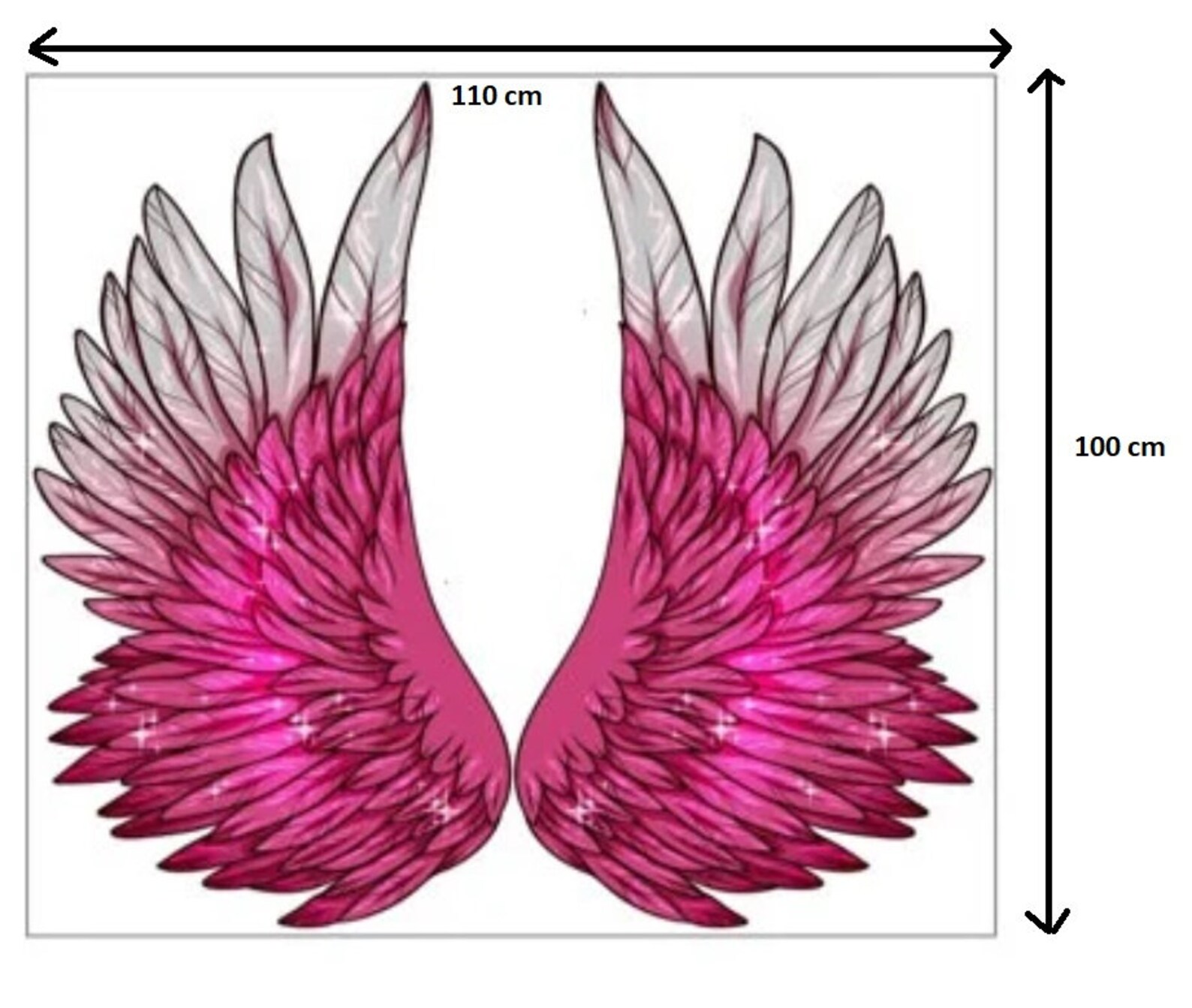 Pink Angel Wing Stickers, Wings Wall Sticker, Angel Wing Decal, Peel ...