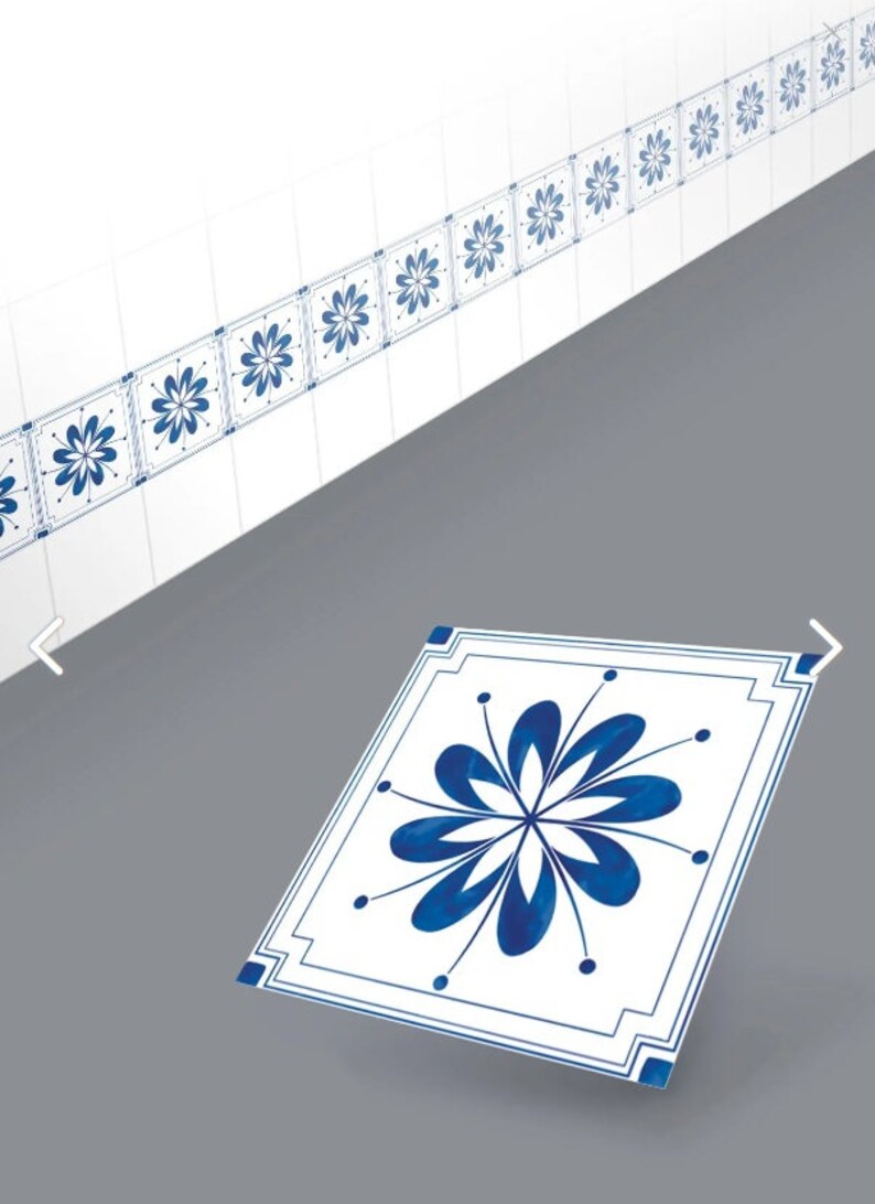 Blue Tile Decals for Kitchen and Bathroom, Flower Backsplash Tile ...