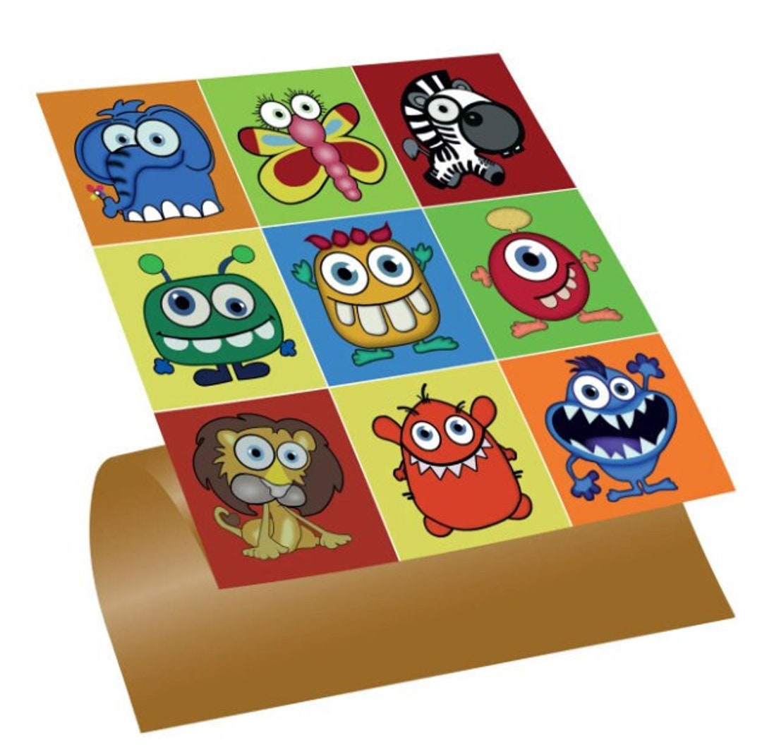 Vinyl Tiles for Kids Room, Monster Tile Stickers, Self Adhesive PVC ...