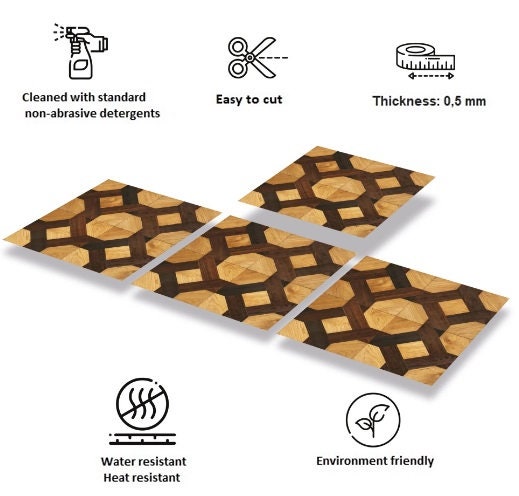 Wooden Effect PVC Flooring, Vinyl Floor Stickers, Self Adhesive Tile ...