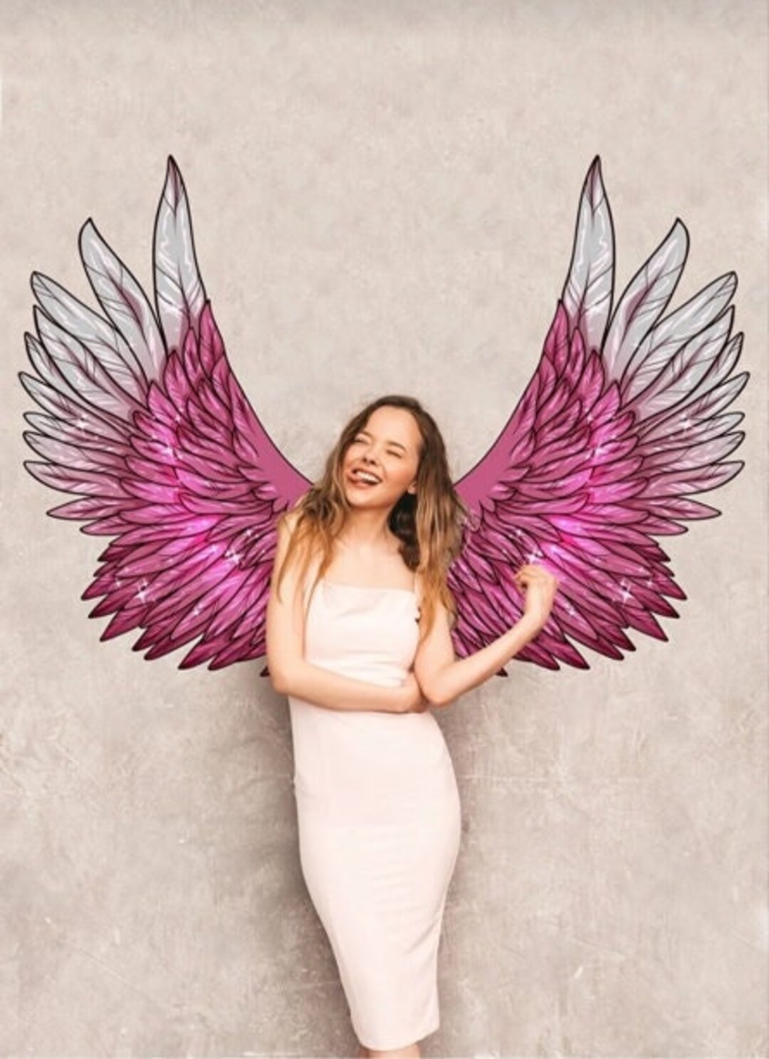 Pink Angel Wing Stickers, Wings Wall Sticker, Angel Wing Decal, Peel ...