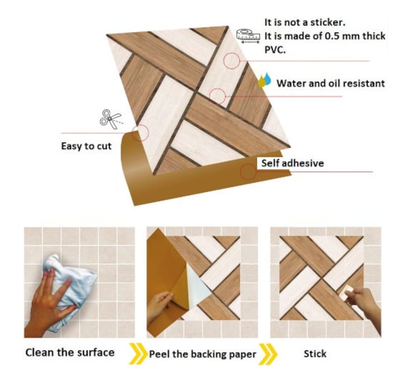 Wooden Effect Vinyl Tiles, Self Adhesive PVC Tiles, Peel and Stick Tiles, PVC Floor Stickers ...