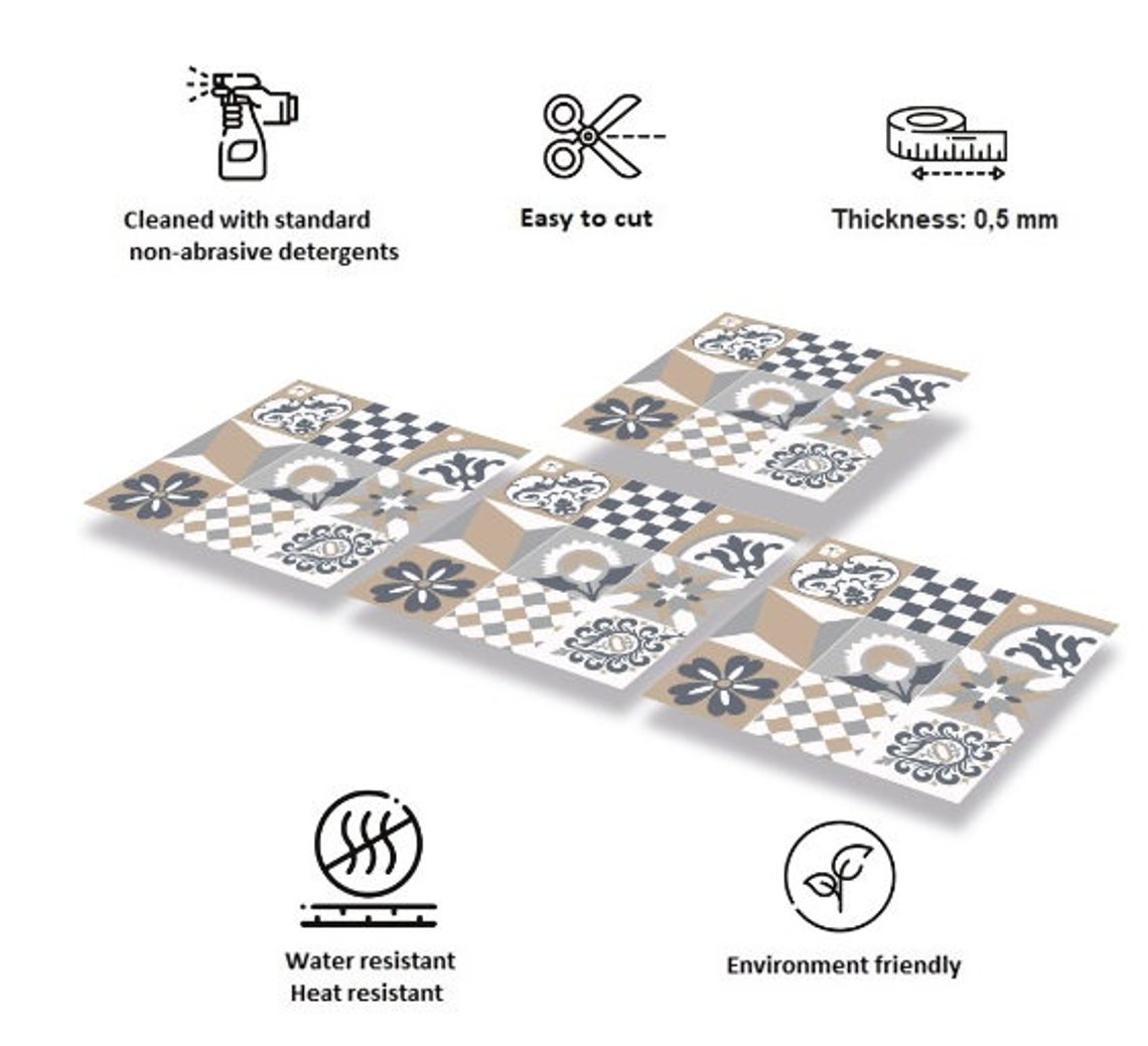 Patchwork Vinyl Floor Tiles: Mosaic PVC, Peel and Stick - Etsy