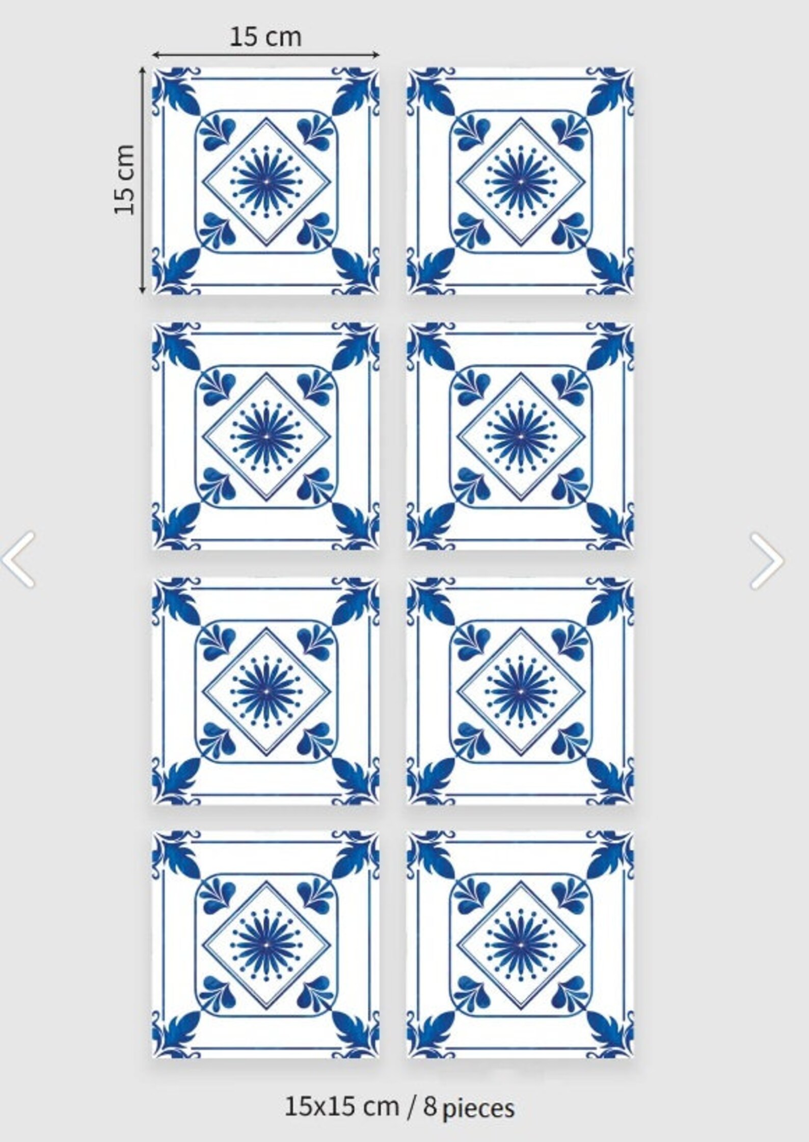 Azulejos Tile Stickers, Blue Backsplash Tile Decals, Water Resistant ...