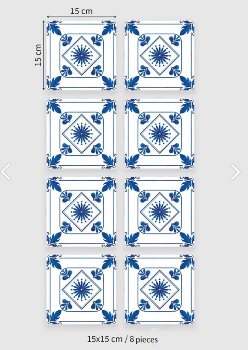Azulejos Tile Stickers, Blue Backsplash Tile Decals, Water Resistant ...