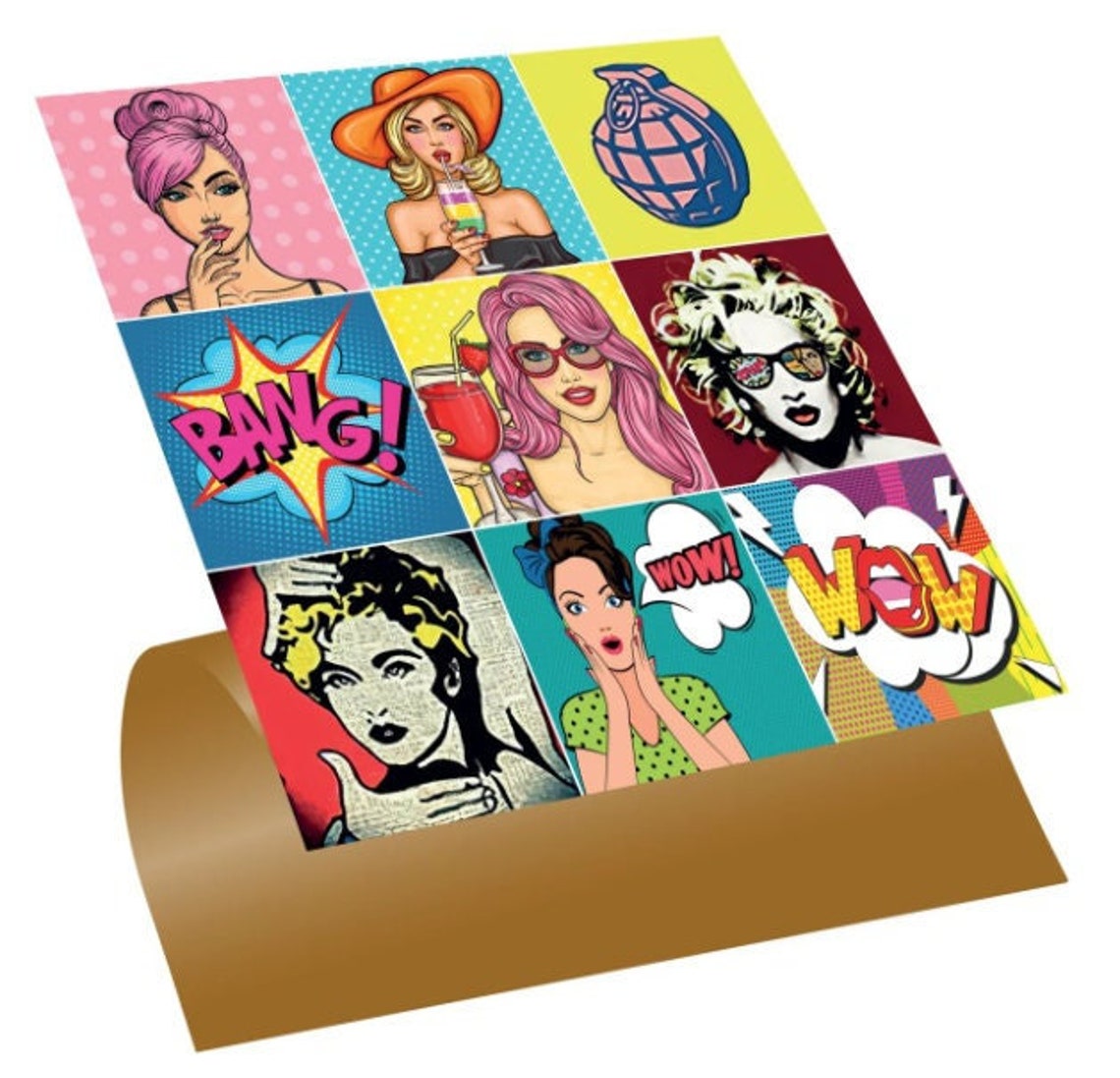 Pop Art Faces Tile Decal, Pop Art Removable Vinyl Mural, Retro Vinyl ...