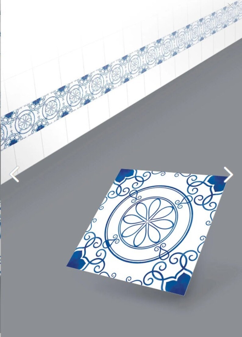 Blue Floral Backsplash Tile Decals, Tile Stickers for Kitchen and ...