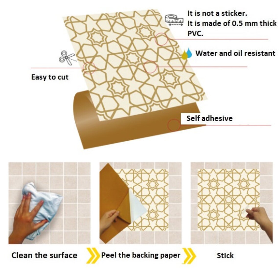 Peel and Stick Floor Tile, PVC Floor Stickers, PVC Flooring, Self ...