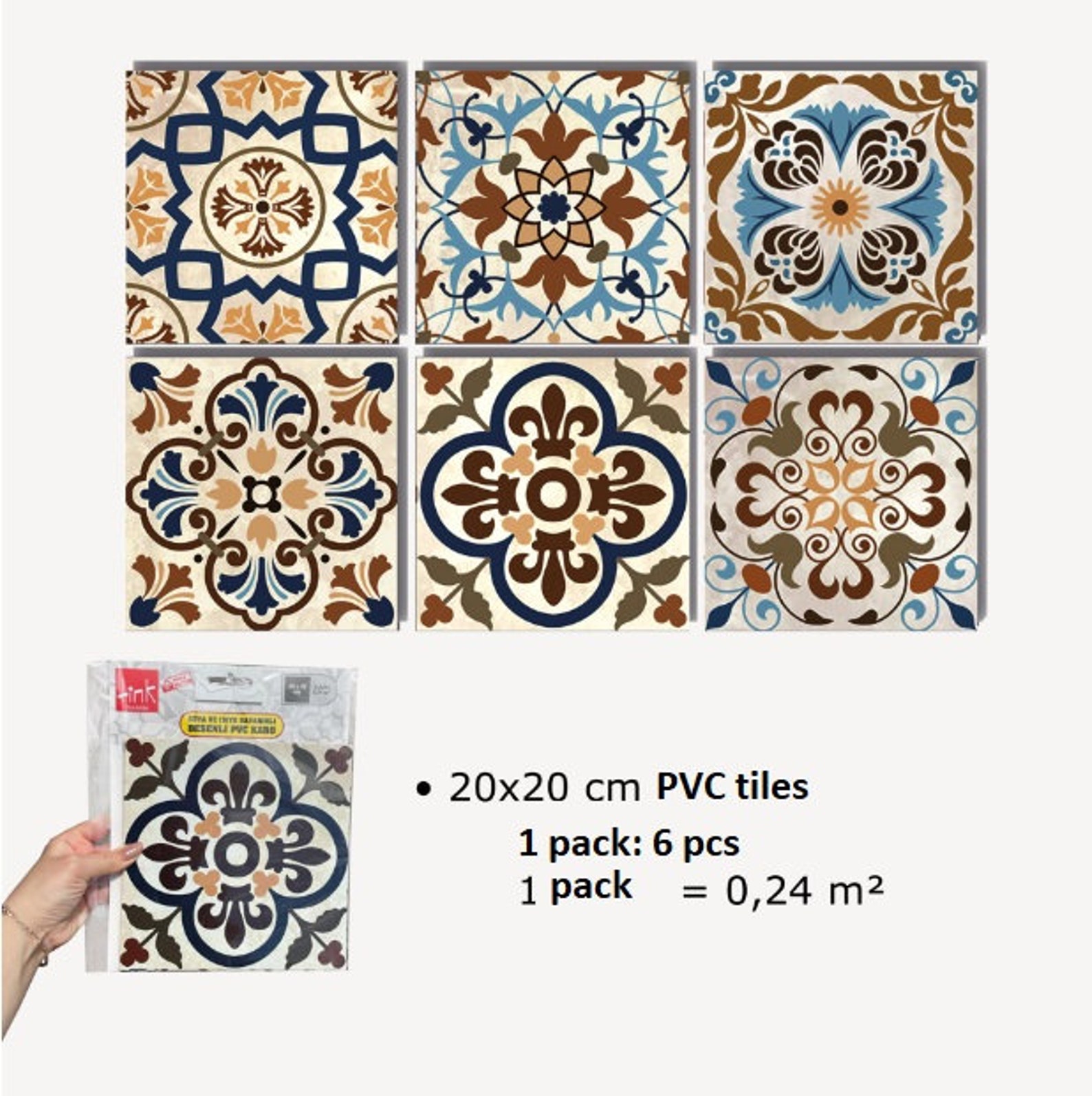 Patchwork Vinyl Tiles, Self Adhesive PVC Tiles, Peel and Stick Vinyl ...