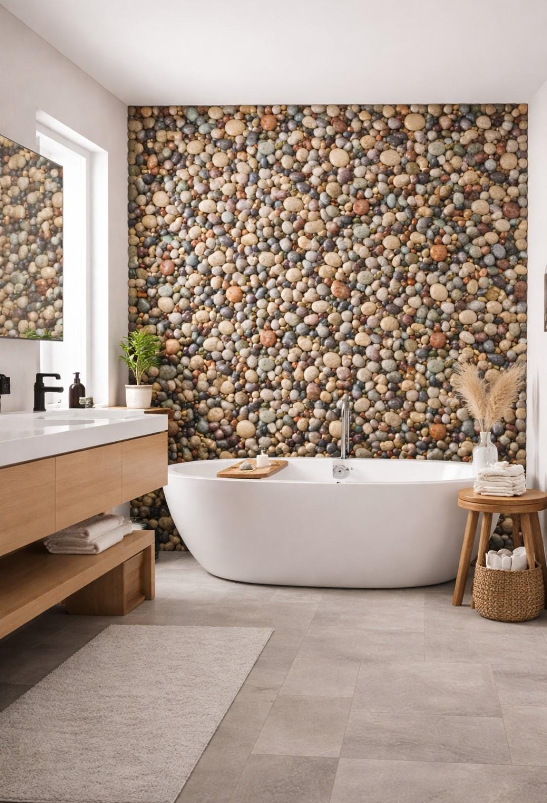 Pebble Stone Vinyl Floor Tiles: Peel and Stick Decals -30x30 Cm - Etsy