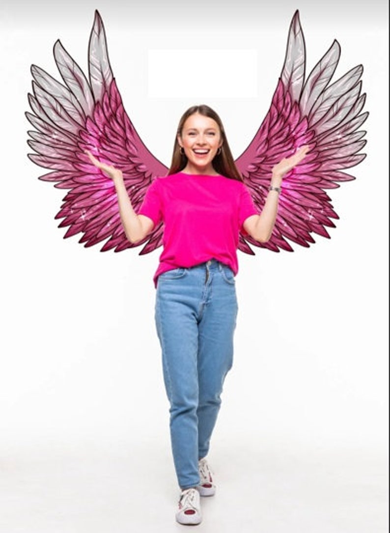 Pink Angel Wing Stickers, Wings Wall Sticker, Angel Wing Decal, Peel ...