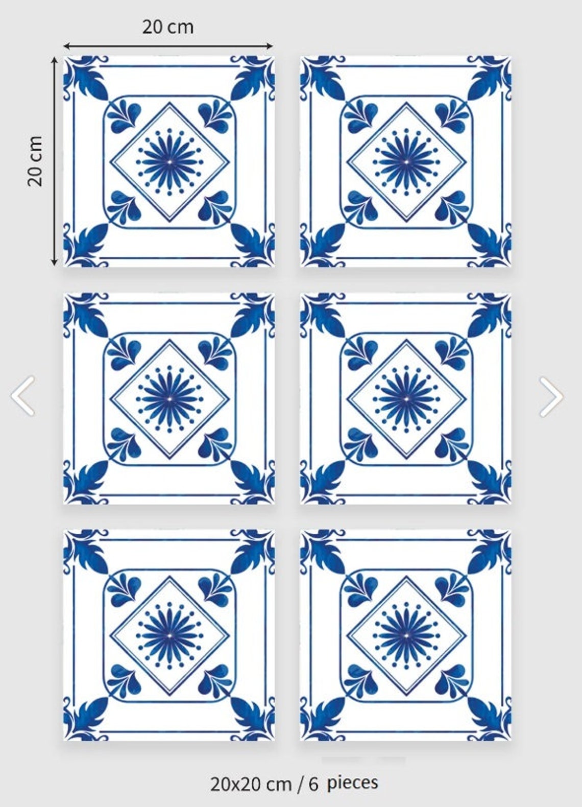 Azulejos Tile Stickers, Blue Backsplash Tile Decals, Water Resistant ...