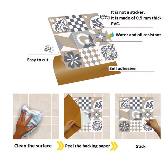 Patchwork Vinyl Floor Tiles: Mosaic PVC, Peel and Stick - Etsy