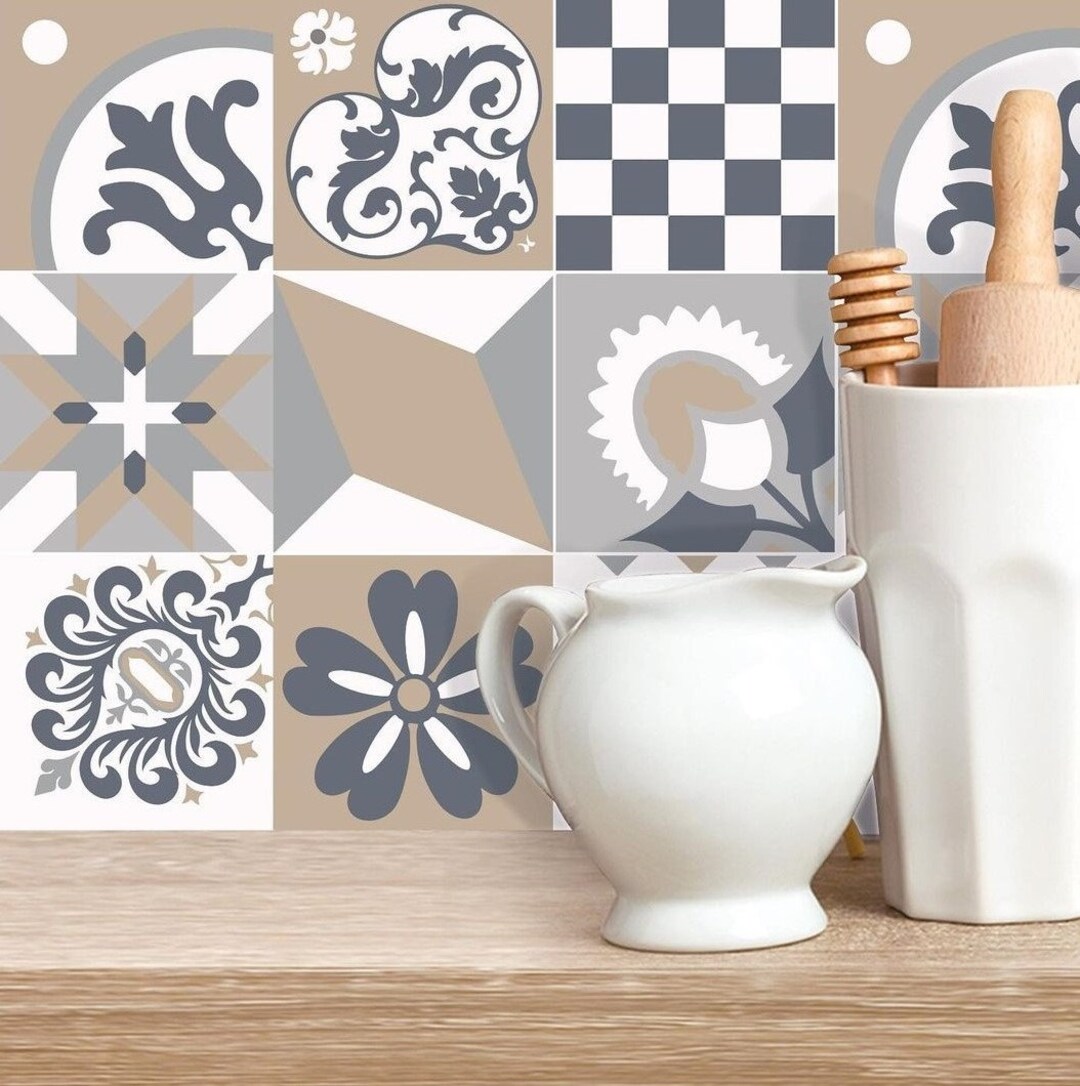 Patchwork Vinyl Floor Tiles: Mosaic PVC, Peel and Stick - Etsy