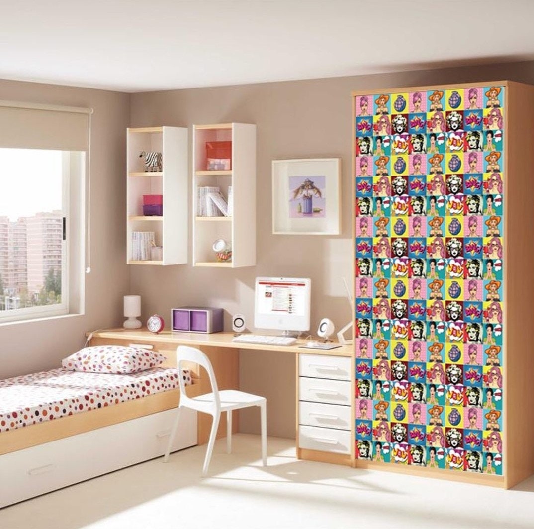 Pop Art Faces Tile Decal, Retro Vinyl Decal, Pop Art Removable Vinyl ...