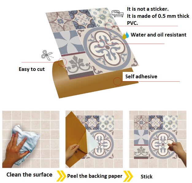 Patchwork Vinyl Floor Tile Stickers: Peel and Stick PVC Flooring - Etsy