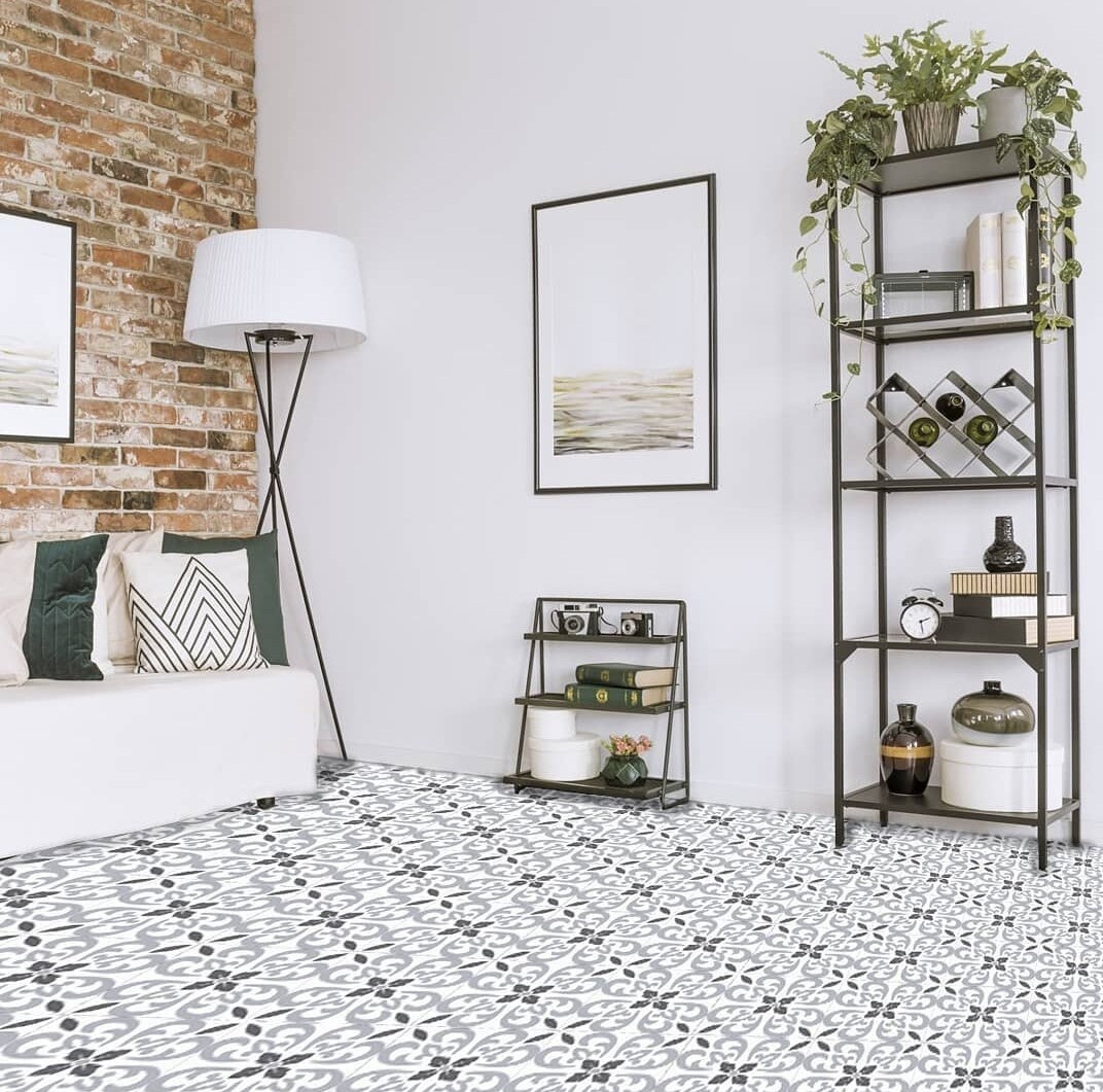 Gray Modern Tile Decals, PVC Floor Tiles, Removable Tile Stickers, Self ...