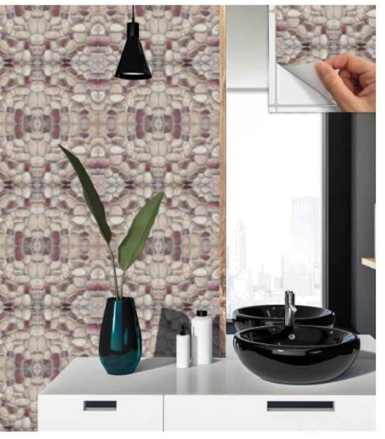 Pebble Stone Vinyl Tiles, Self Adhesive Stickers, Peel and Stick Tile ...