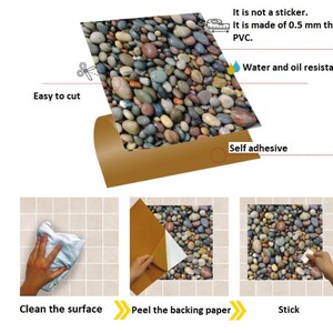 Pebble Stone Effect Vinyl Tiles, Self Adhesive Sticker Tiles, Peel and ...
