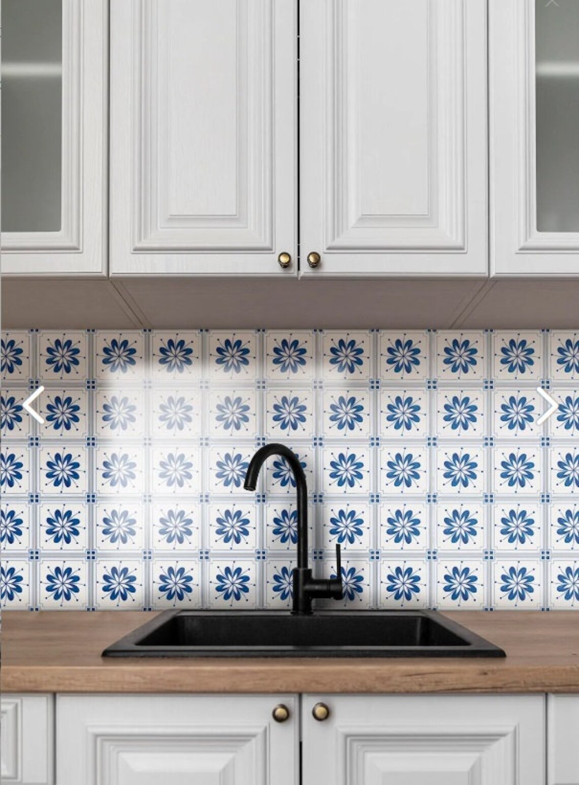 Blue Tile Decals for Kitchen and Bathroom, Flower Backsplash Tile ...