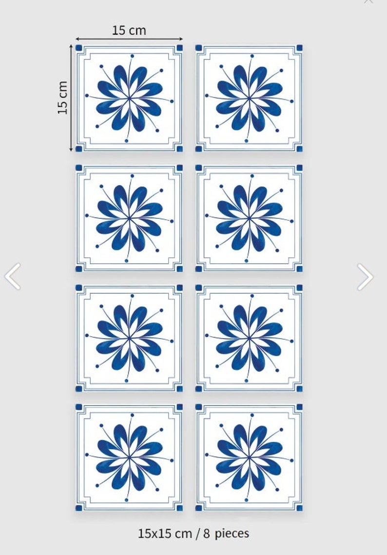 Blue Tile Decals for Kitchen and Bathroom, Flower Backsplash Tile ...
