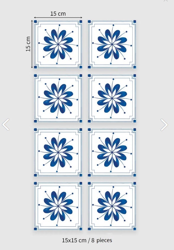 Blue Tile Decals for Kitchen and Bathroom Flower Backsplash - Etsy