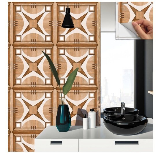 Wooden Effect Floor Decals, Self Adhesive PVC Tiles, Peel and Stick ...