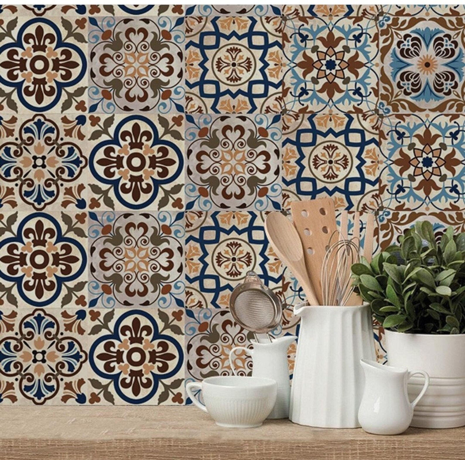Patchwork Vinyl Tiles, Self Adhesive PVC Tiles, Peel and Stick Vinyl ...