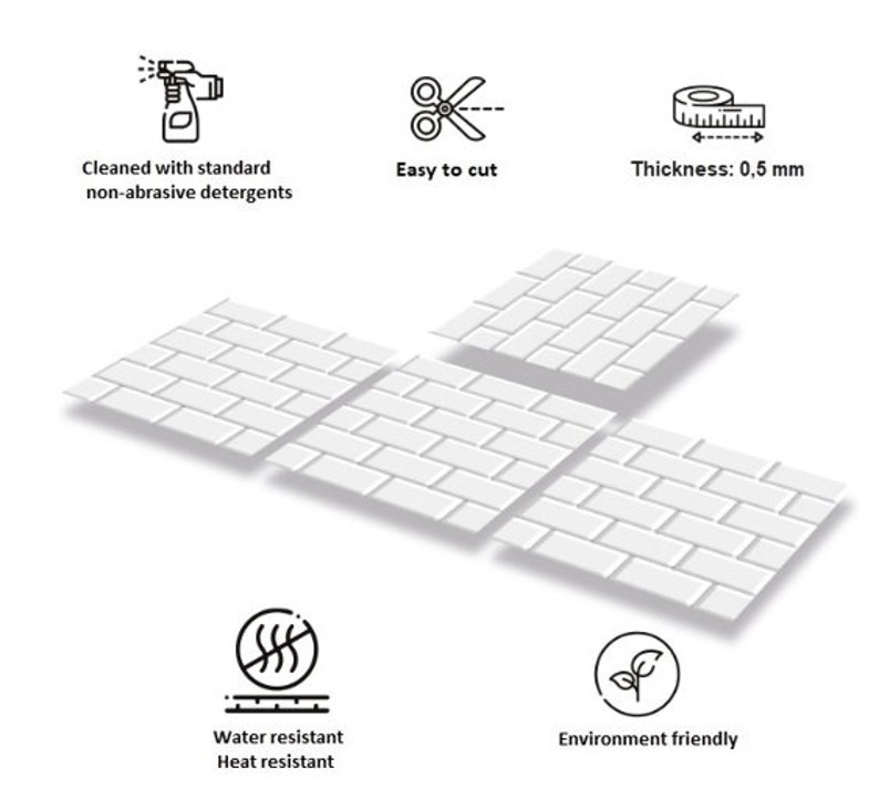 Brick Effect Vinyl Tiles, Backsplash Tile Stickers, Peel and Stick ...