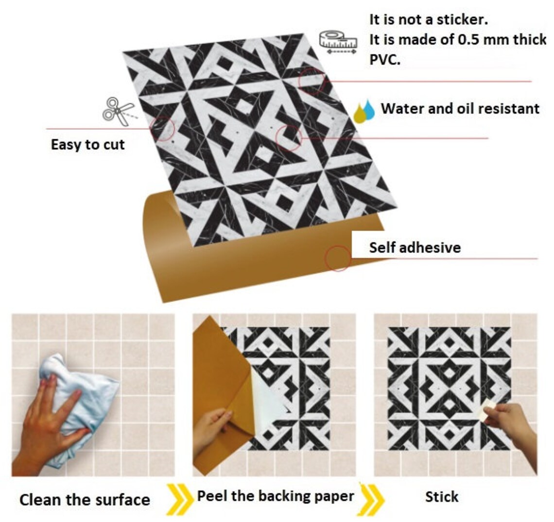 Monochrome PVC Floor Tiles, Self Adhesive PVC Flooring, Modern Tile ...