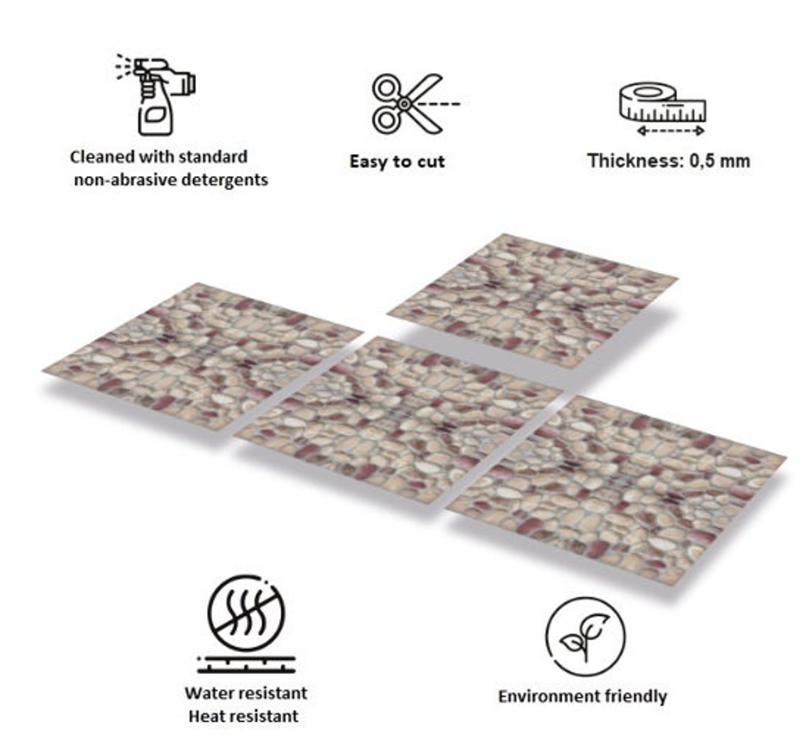 Pebble Stone Vinyl Tiles, Self Adhesive Stickers, Peel and Stick Tile ...