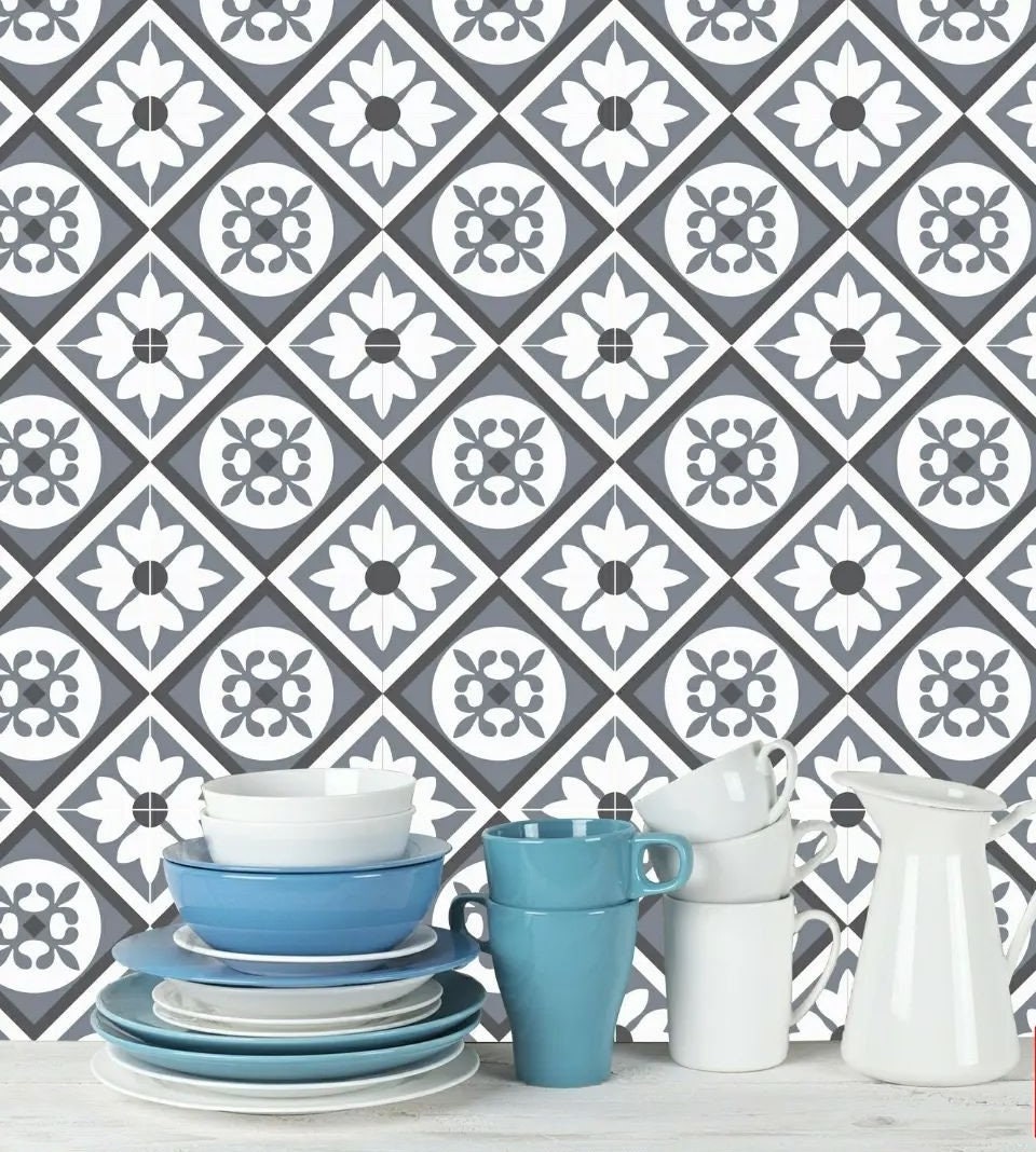 Gray Retro Vinyl Tiles PVC Floor Tiles Removable Tile - Etsy