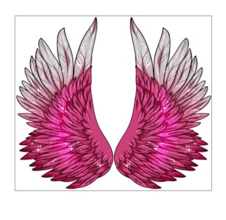 Pink Angel Wing Stickers, Wings Wall Sticker, Angel Wing Decal, Peel ...