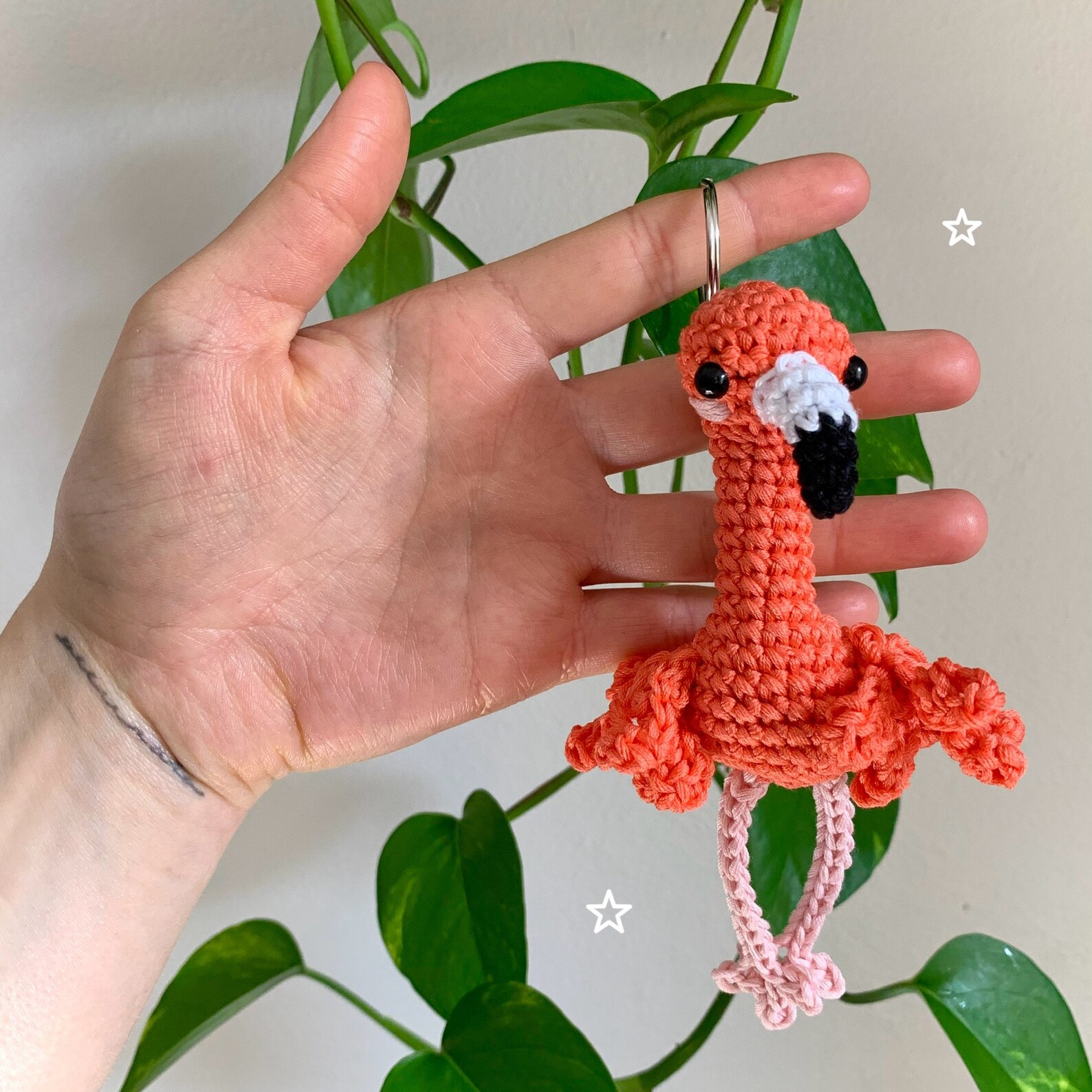 Flamingo Crochet Keychain, Aesthetic Keychain, Kawaii Bag Charm, Cute ...